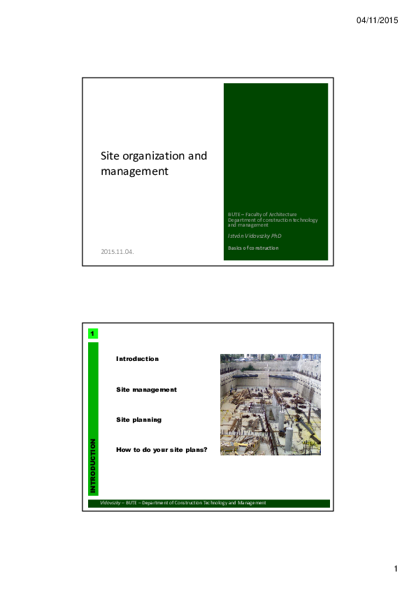 (PDF) Site organization and management
