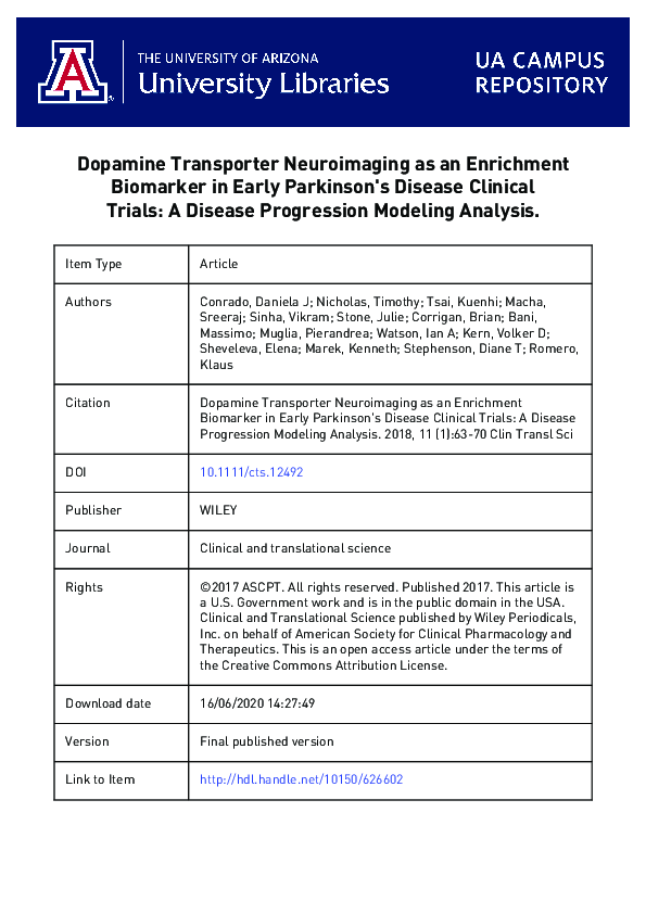 (PDF) Dopamine Transporter Neuroimaging as an Enrichment Biomarker in ...
