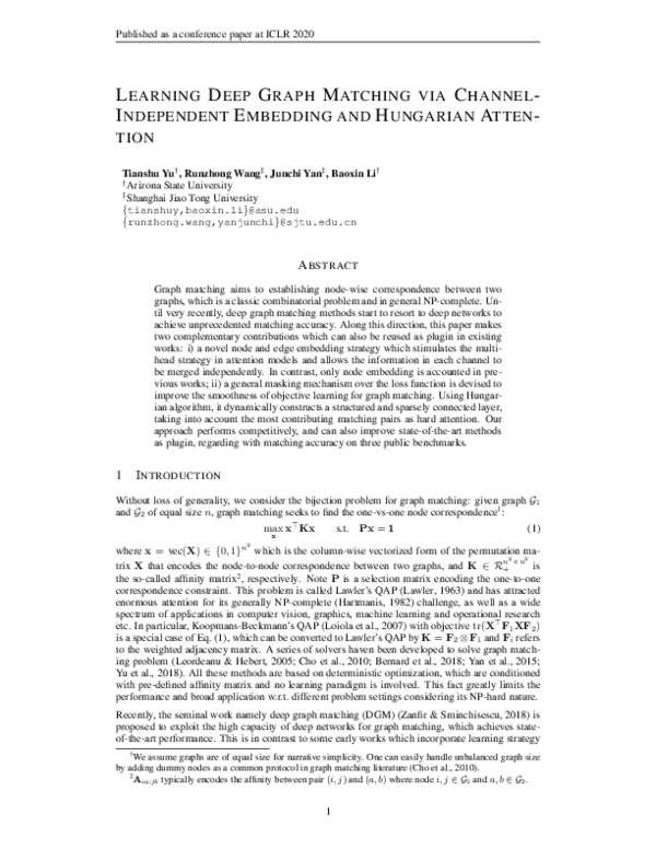 (PDF) Learning deep graph matching with channel-independent embedding ...