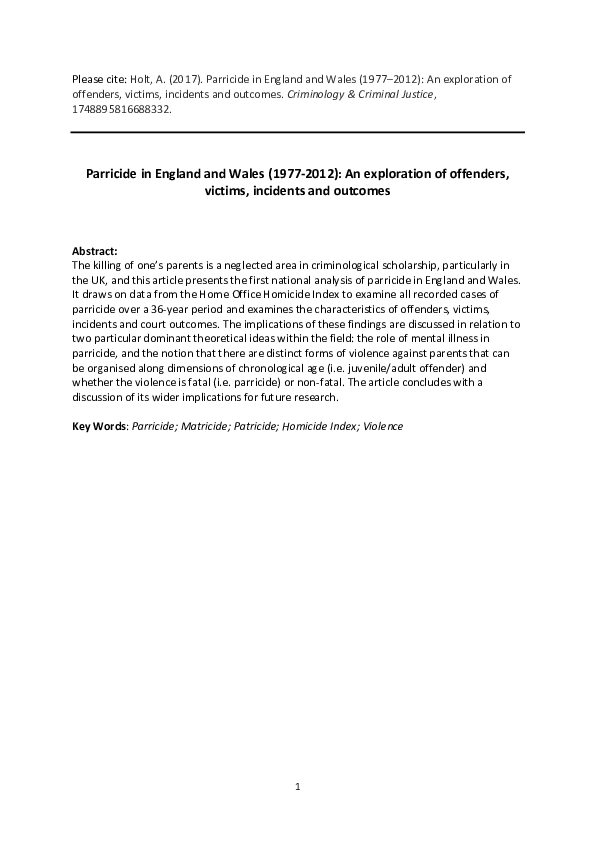 (PDF) Parricide in England and Wales (1977–2012): An exploration of ...