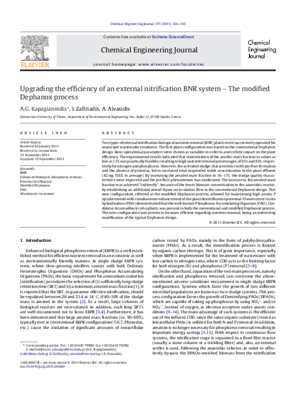 (PDF) Upgrading the efficiency of an external nitrification BNR system ...