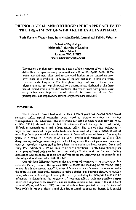 (PDF) Phonological and Orthographic Approaches to the Treatment of Word ...