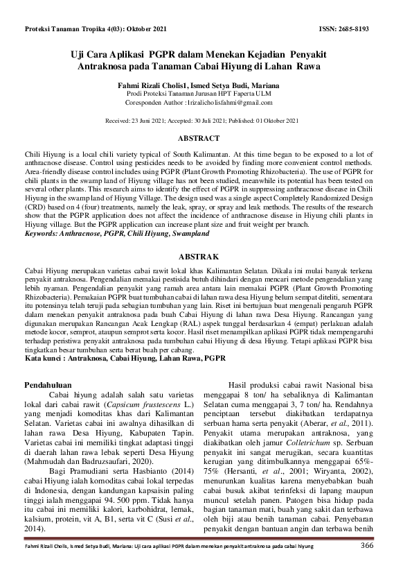(PDF) Uji Cara Aplikasi PGPR dalam Menekan Kejadian Penyakit Antraknosa pada Tanaman Cabai ...