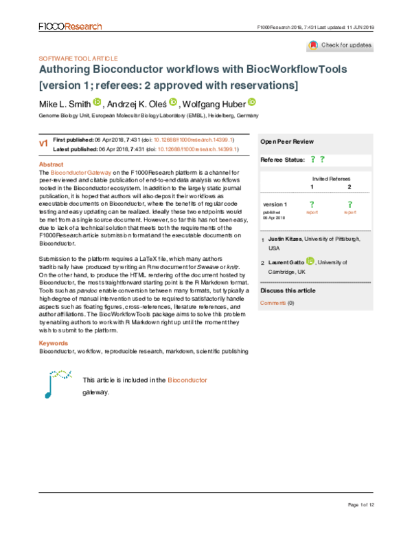 Pdf Authoring Bioconductor Workflows With Biocworkflowtools
