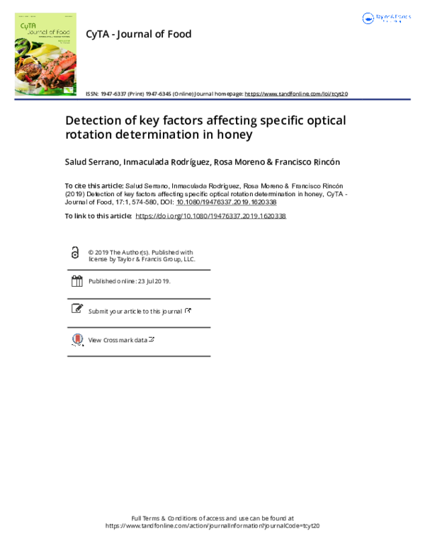 (PDF) Detection of key factors affecting specific optical rotation ...