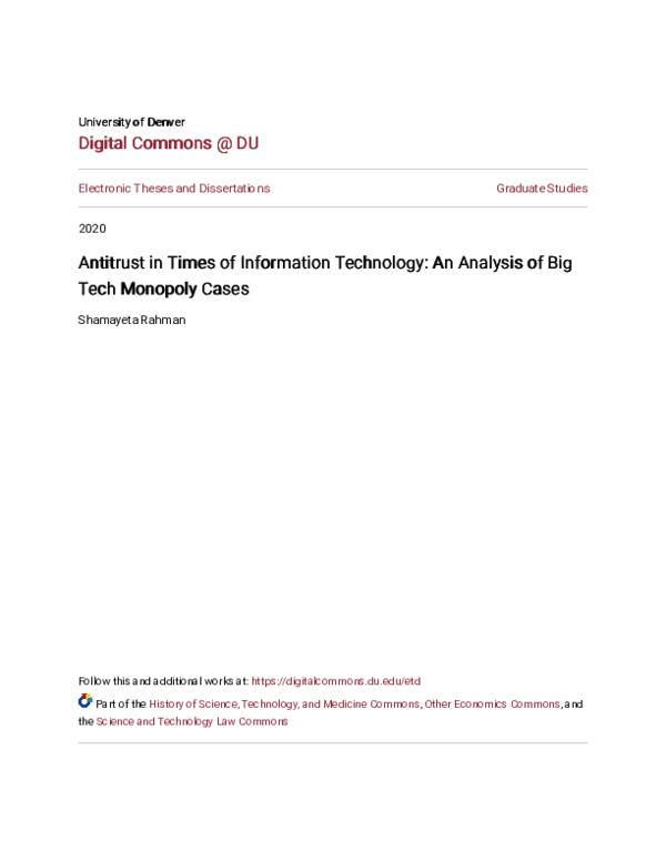 (PDF) Antitrust in Times of Information Technology: An Analysis of Big ...