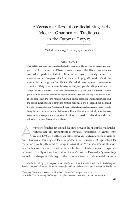 (PDF) The Vernacular Revolution: Reclaiming Early Modern Grammatical ...