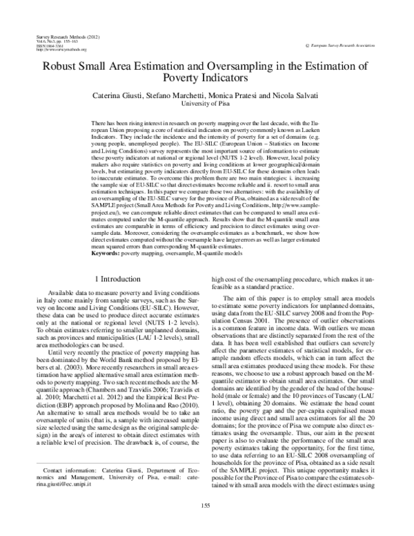 (PDF) © European Survey Research Association Robust Small Area Estimation and Oversampling in ...