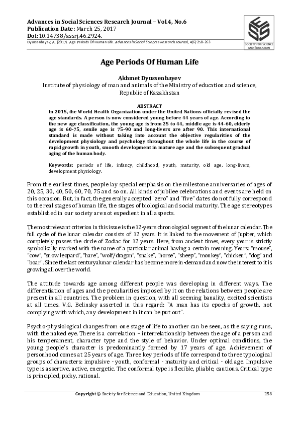 (PDF) Age Periods Of Human Life