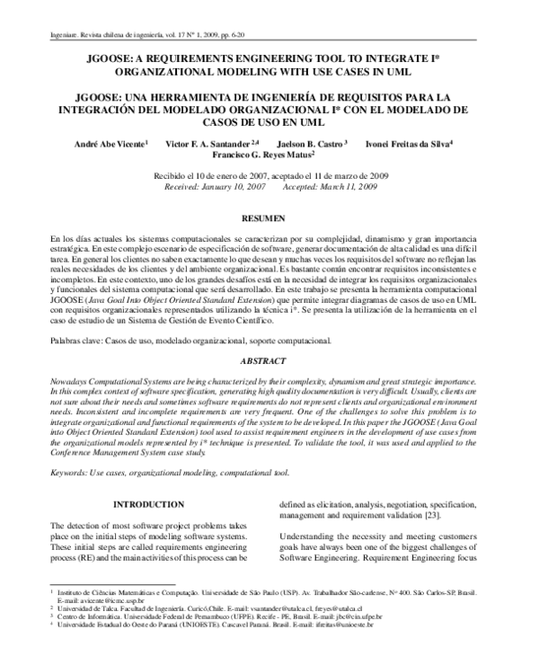 (PDF) Jgoose: A Requirements Engineering Tool to Integrate I* Organizational Modeling with Use ...