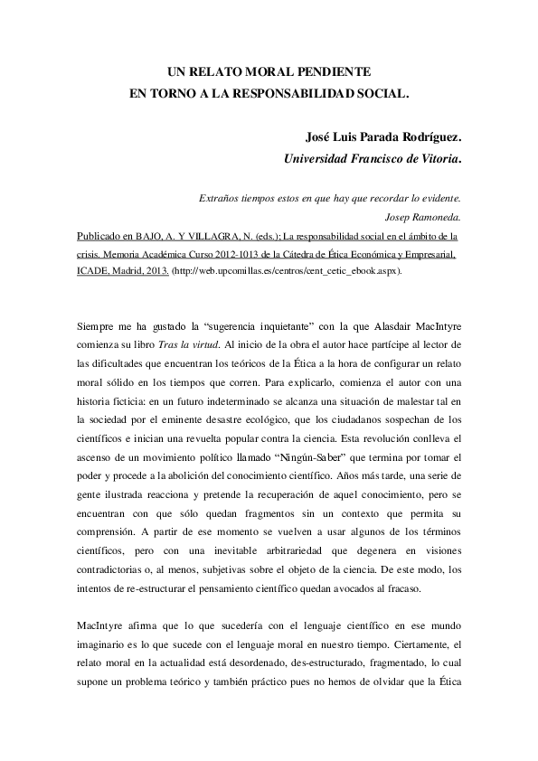 (PDF) Un relato moral pendiente en torno a la responsabilidad social