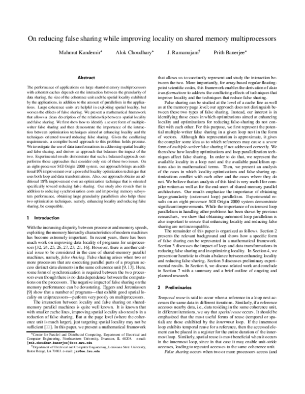 (PDF) On reducing false sharing while improving locality on shared ...