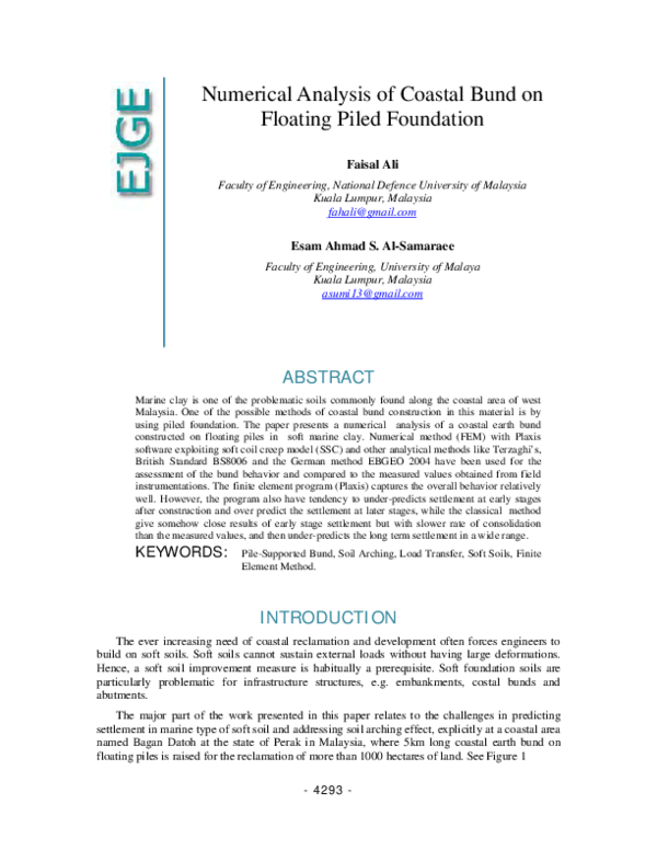 Numerical Analysis of Coastal Bund on Floating Piled Foundation