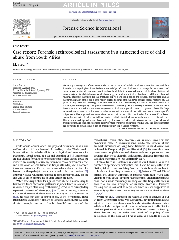 (PDF) Case report: Forensic anthropological assessment in a suspected ...