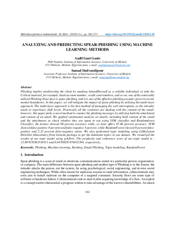 (PDF) Analyzing and predicting spear-phishing using machine learning ...