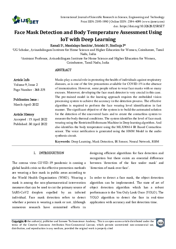 (PDF) Face Mask Detection and Body Temperature Assessment Using IoT ...
