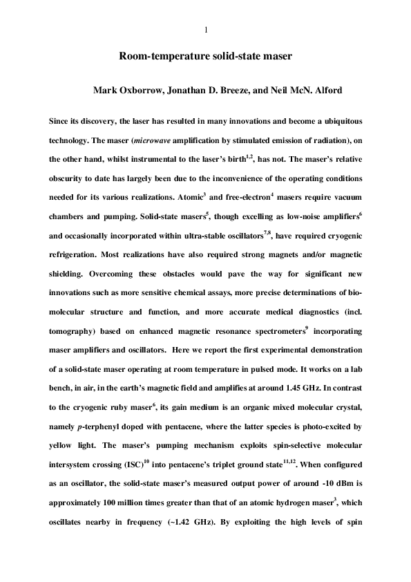 (PDF) Room-temperature solid-state maser