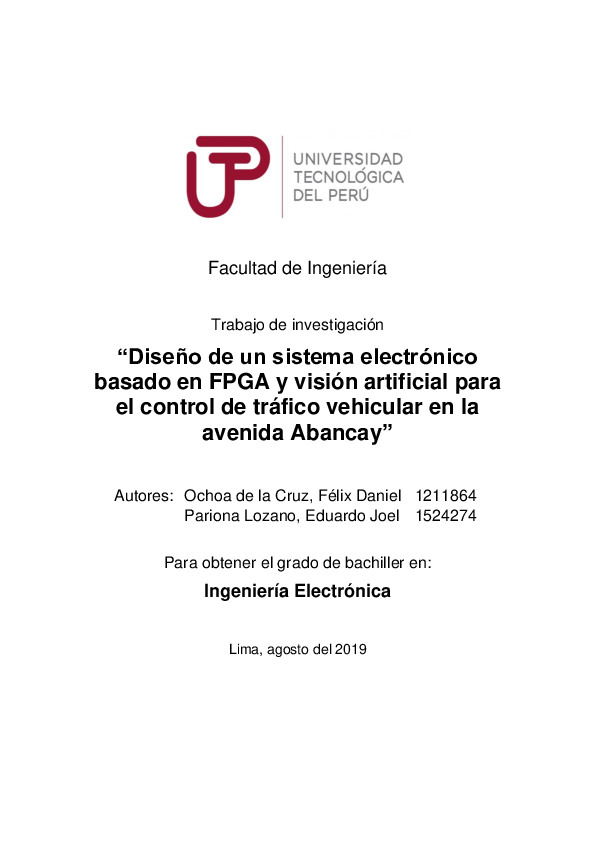 (PDF) Diseno De Un Sistema Electronico Basado en Fpga y Vision Artificial Para El Control De ...