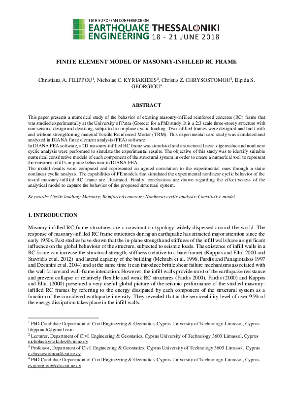 (PDF) Finite Element Model of Masonry-Infilled RC Frame