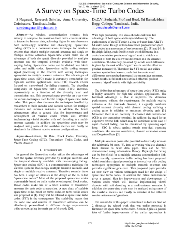 (PDF) A Survey on Space-Time Turbo Codes
