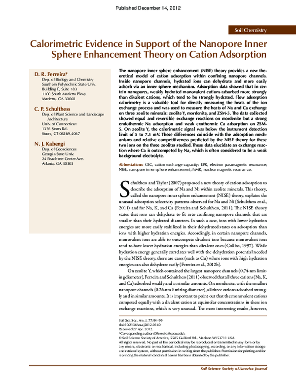 (PDF) Calorimetric Evidence in Support of the Nanopore Inner Sphere ...