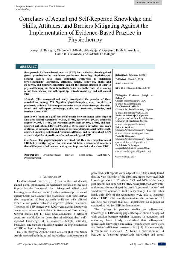 (PDF) Correlates of Actual and Self-Reported Knowledge and Skills ...
