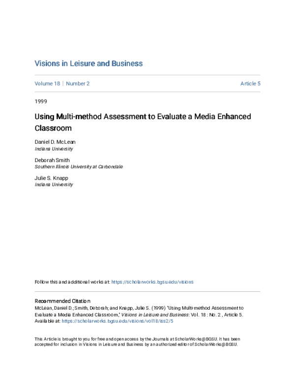 (PDF) Assessing a Media-Enhanced Classroom Effectively