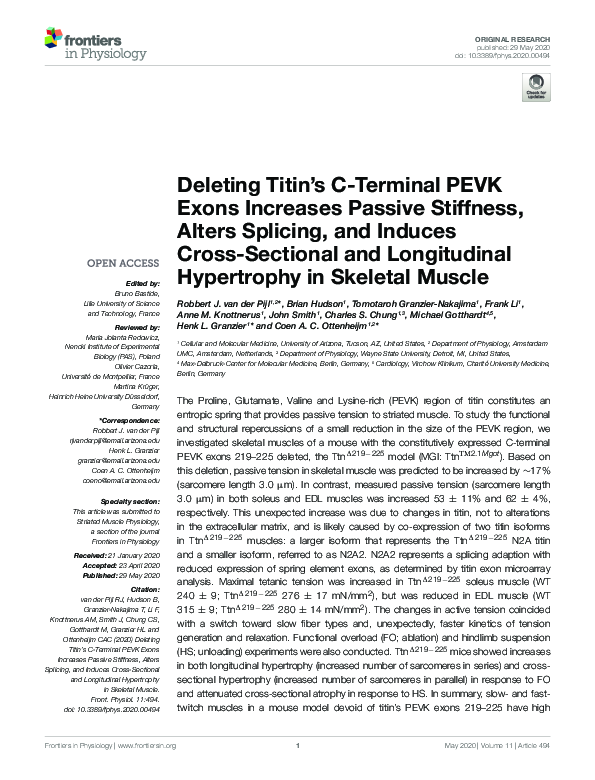 (PDF) Deleting Titin’s C-Terminal PEVK Exons Increases Passive ...