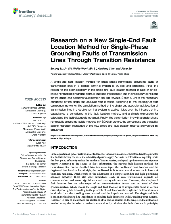 Pdf Research On A New Single End Fault Location Method For Single Phase Grounding Faults Of