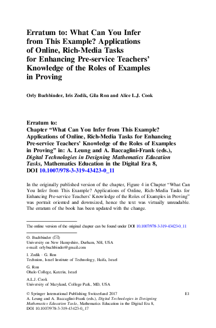 (PDF) Erratum to: What Can You Infer from This Example? Applications of ...