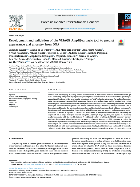 (PDF) Development and validation of the VISAGE AmpliSeq basic tool to ...