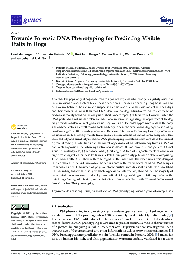 (PDF) Towards Forensic DNA Phenotyping for Predicting Visible Traits in ...