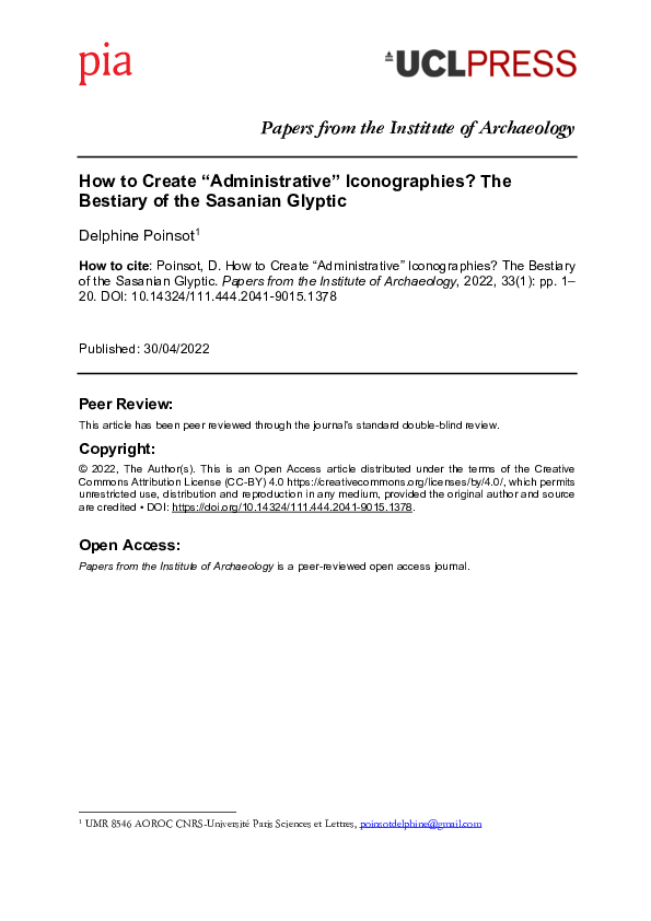(PDF) How to create "Administrativ Iconographies"? The Bestiary of Sasanian Glyptic