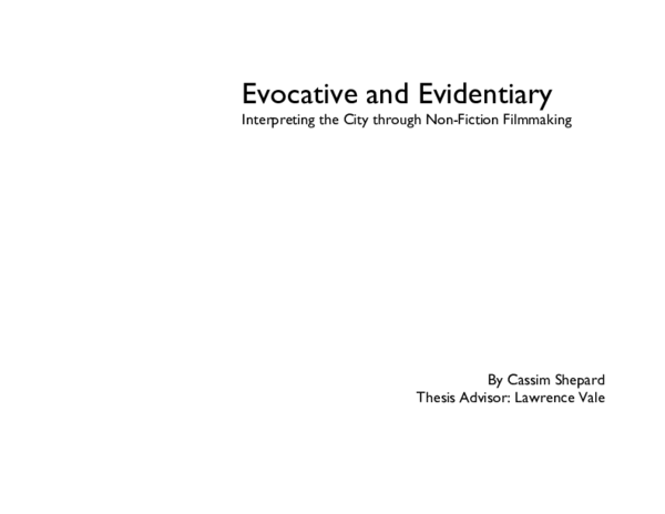 (PDF) Evocative and Evidentiary Interpreting the City through Non ...