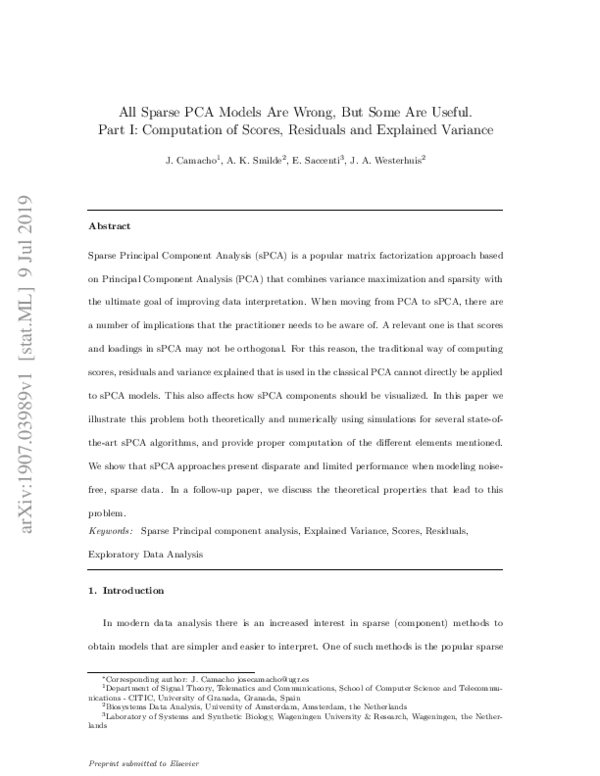 (PDF) All sparse PCA models are wrong, but some are useful. Part I: Computation of scores ...