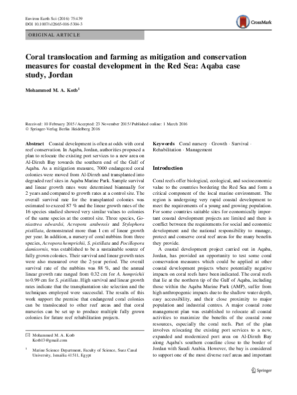 (PDF) Coral translocation and farming as mitigation and conservation ...