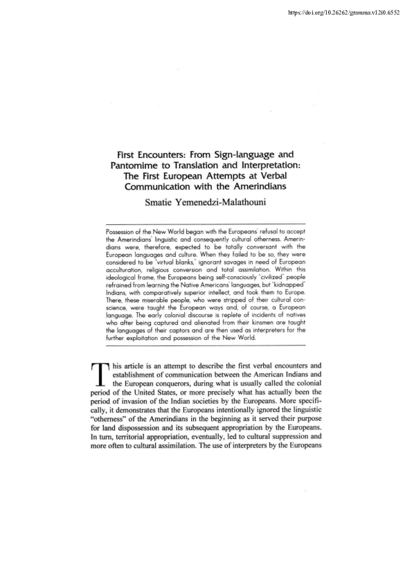 (PDF) First Encounters: From Sign-language and Pantomime to Translation ...