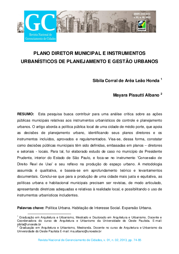 (PDF) Plano Diretor Municipal e Instrumentos Urbanísticos De ...