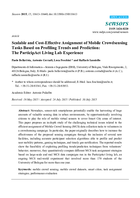 (PDF) Scalable and Cost-Effective Assignment of Mobile Crowdsensing Tasks Based on Profiling ...