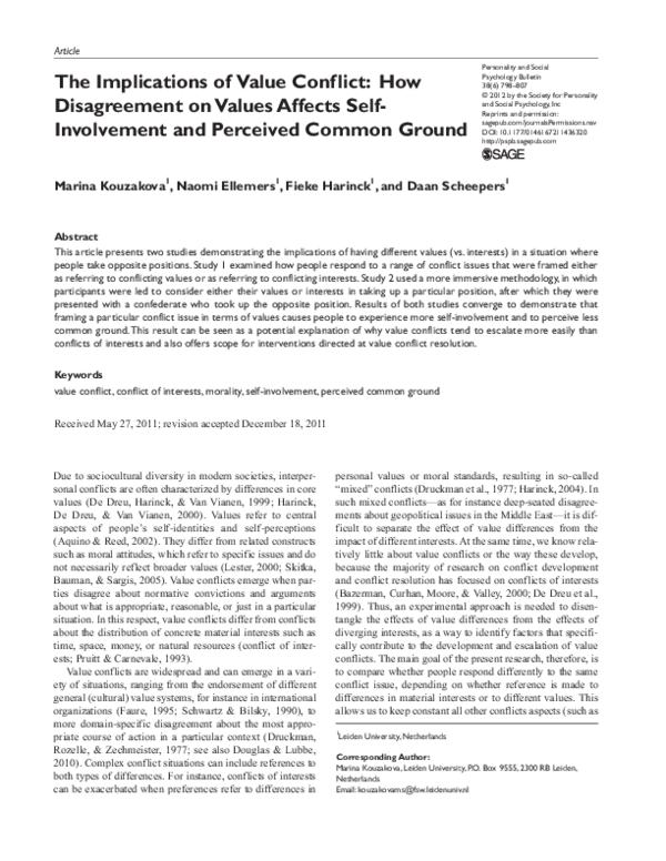 (PDF) The Implications of Value Conflict