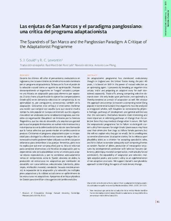 (PDF) Las enjutas de San Marcos y el paradigma panglossiano: una ...