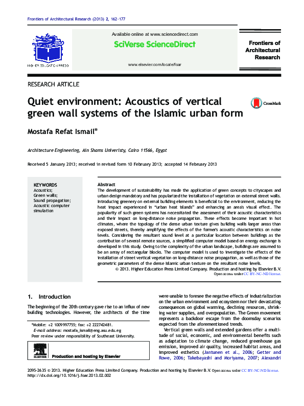 (PDF) Quiet environment: Acoustics of vertical green wall systems of ...