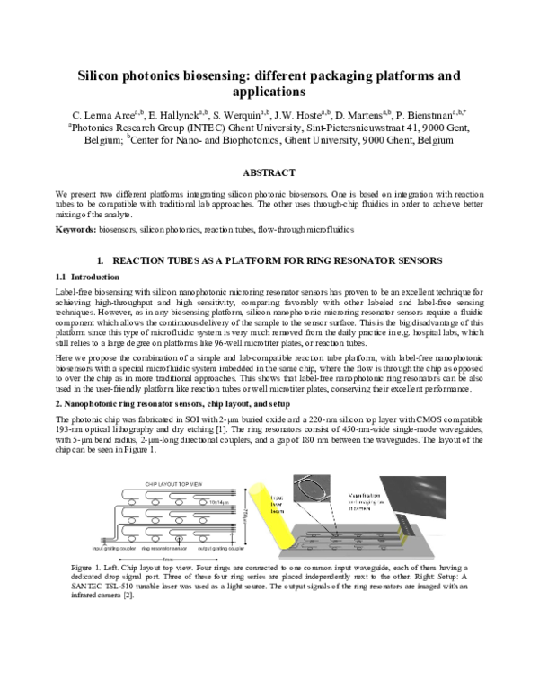 (PDF) Silicon photonics biosensing: different packaging platforms and ...
