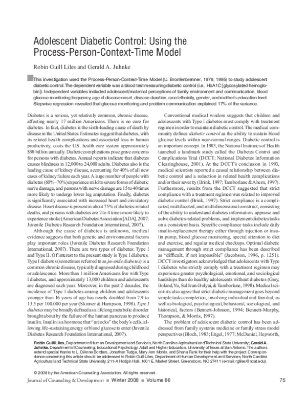 (PDF) Adolescent Diabetic Control: Using the Process-Person-Context ...