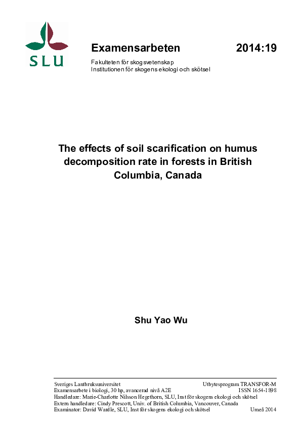 (PDF) The effects of soil scarification on humus decomposition rate in ...