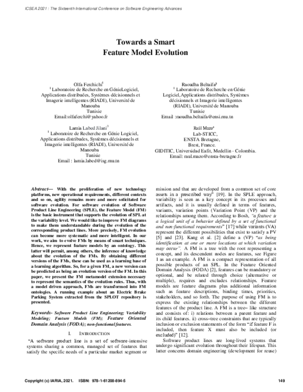 (PDF) Towards a Smart Feature Model Evolution