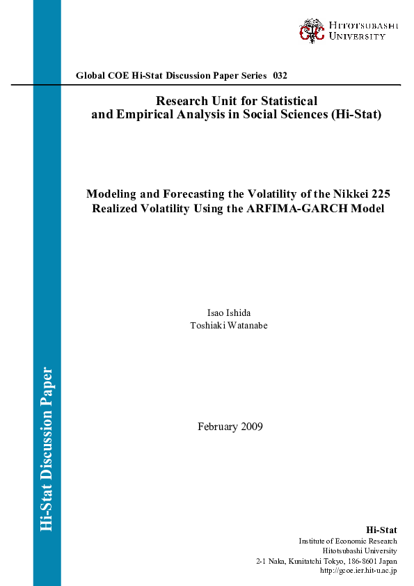 (PDF) Modeling and Forecasting the Volatility of the Nikkei 225 Realized Volatility Using the ...