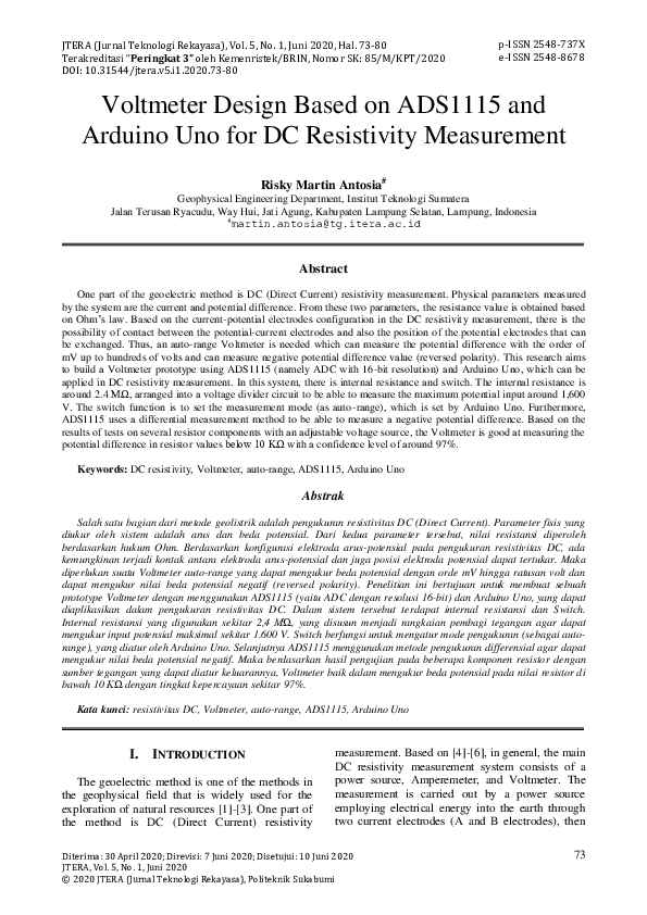 (PDF) Voltmeter Design Based on ADS1115 and Arduino Uno for DC ...