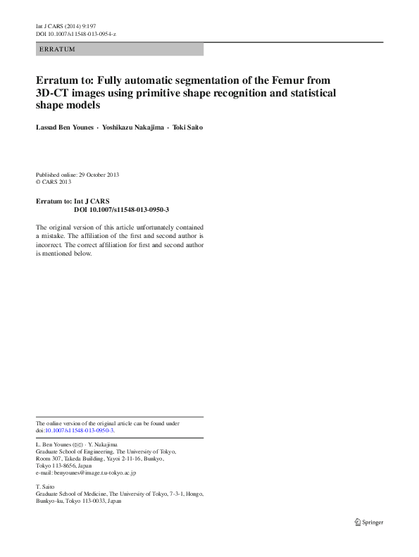 Pdf Fully Automatic Segmentation Of The Femur From 3d Ct Images Using Primitive Shape