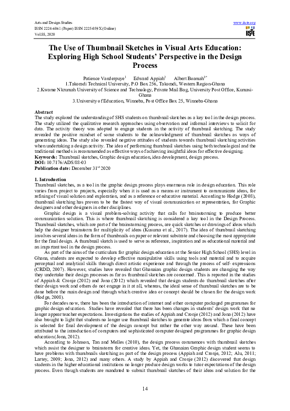 (PDF) The Use of Thumbnail Sketches in Visual Arts Education: Exploring ...